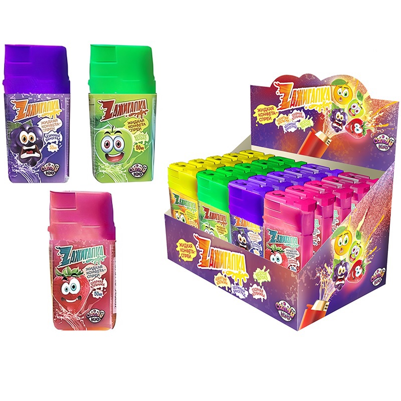 Жидкая конфета спрей "Zажигалка" 1кор*12бл*20шт, 50 мл